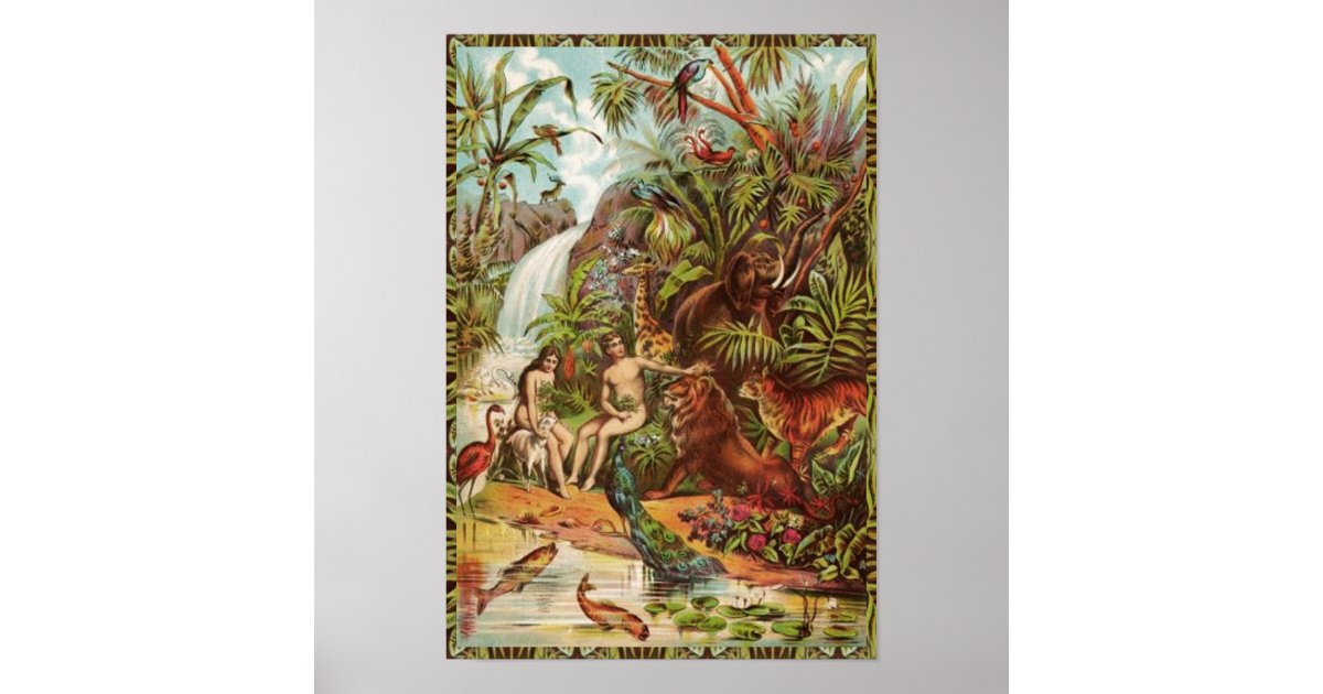 Adam And Eve In Eden Poster | Zazzle