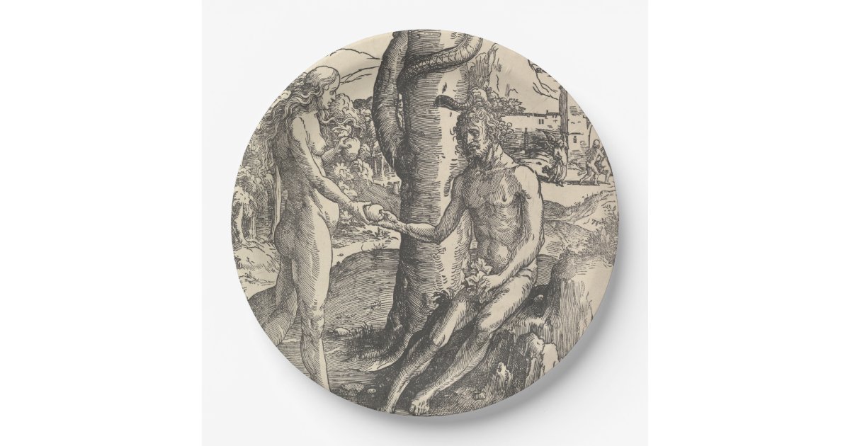 Adam and Eve: The Fall of Man (Lucas van Leyden) Paper Plates | Zazzle