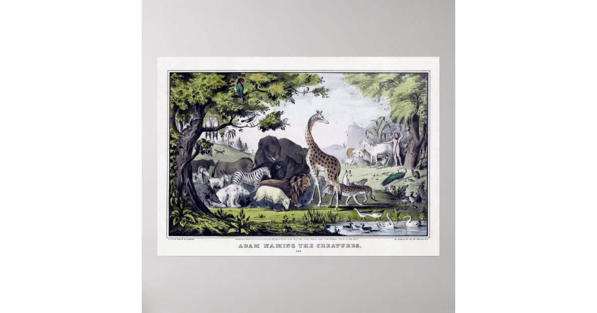 Adam Names The Animals Vintage Poster | Zazzle