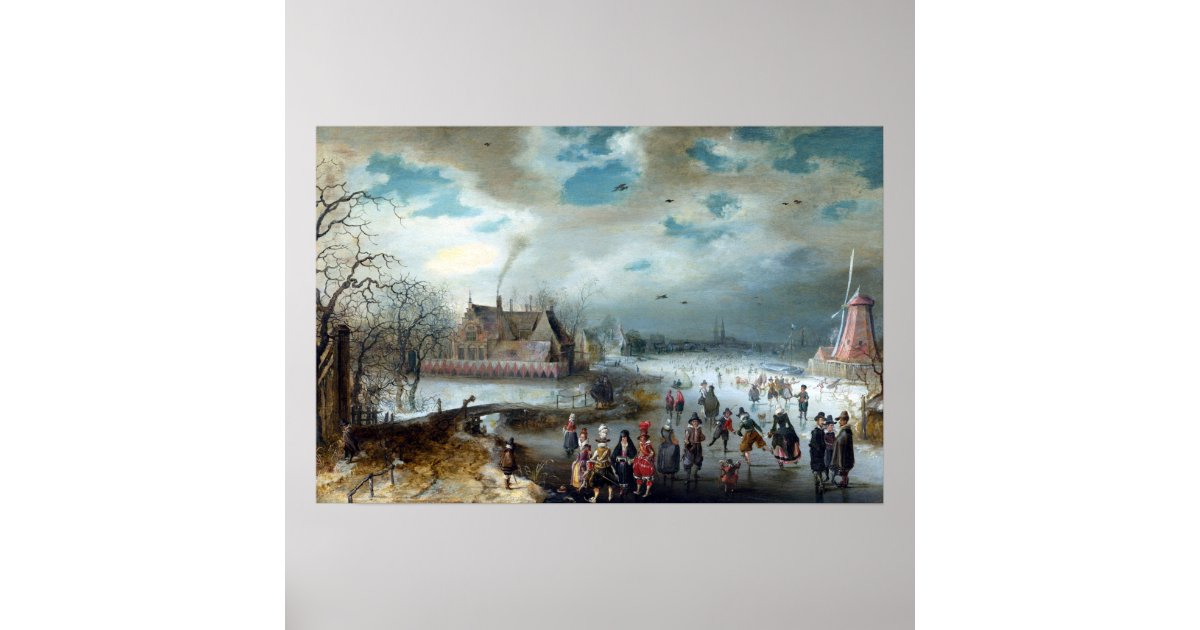 Adam van Breen Skating on the Frozen Amstel River Poster | Zazzle