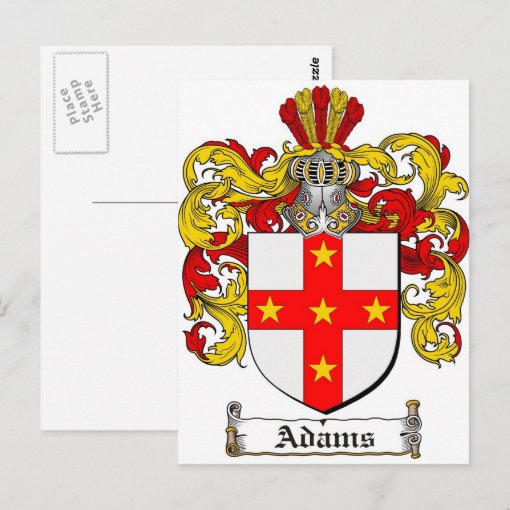 Adams Coat of Arms / Adams Family Crest Postcard | Zazzle