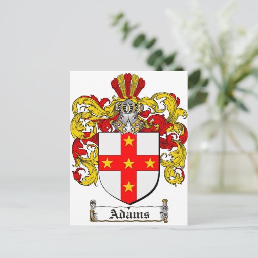 Adams Coat of Arms / Adams Family Crest Postcard | Zazzle