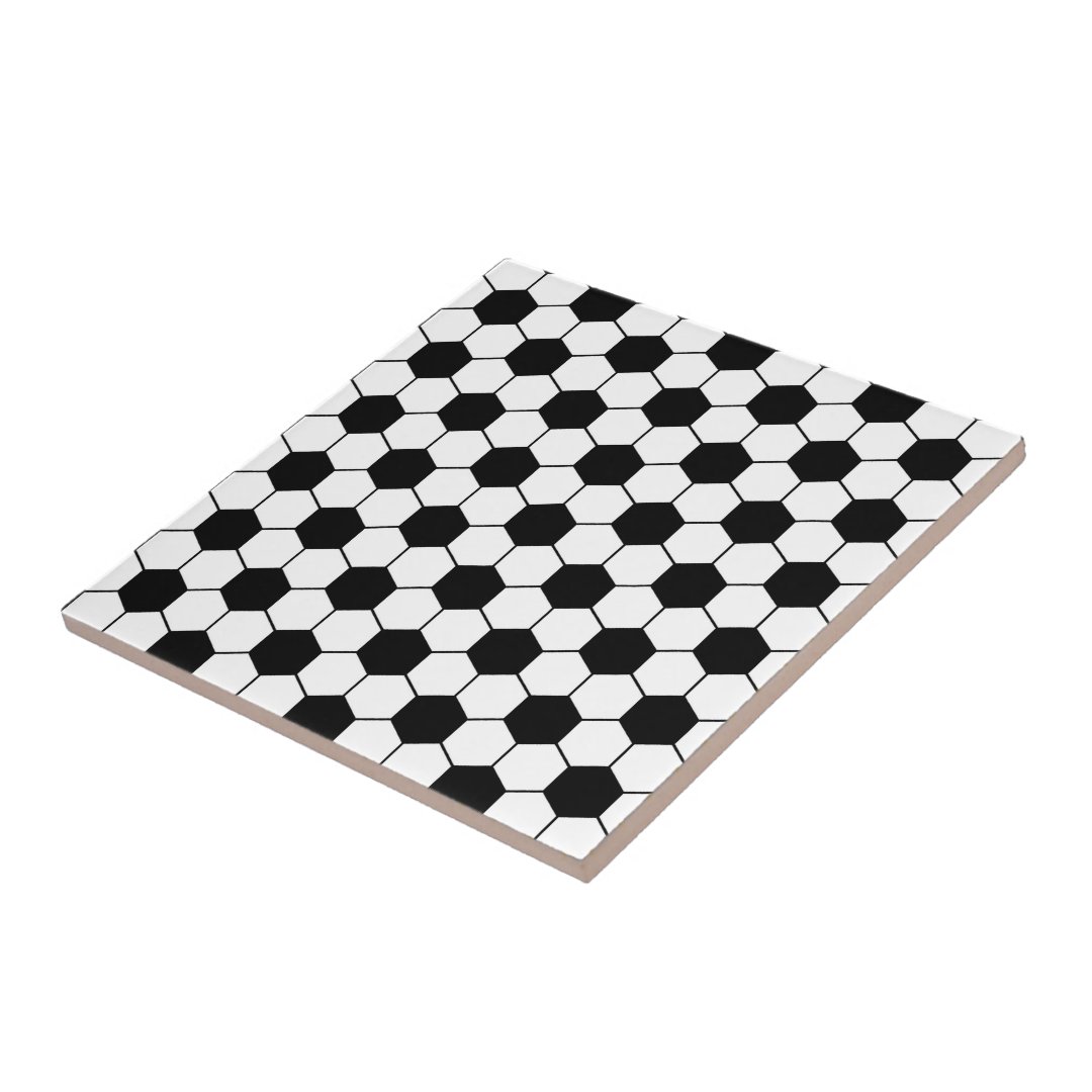 Adapted Soccer Ball pattern Black White Tile | Zazzle