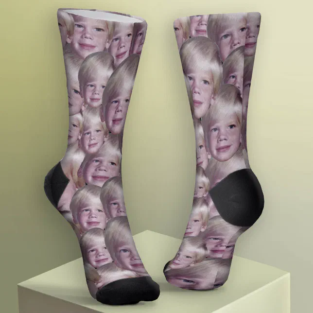 Add 1 Floating Head Photo All Over Pattern Socks | Zazzle
