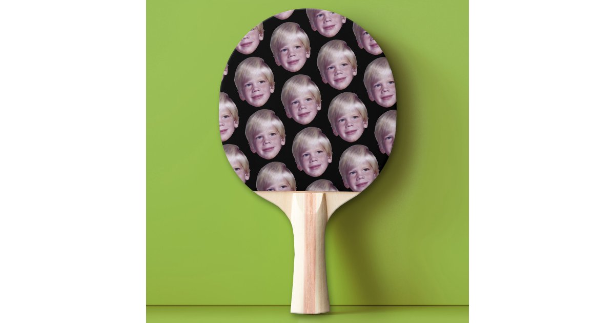 Add 1 Floating Head Photo Half Drop Pattern black Ping Pong Paddle | Zazzle