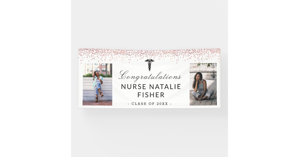 Add 2 Photo Script Congratulations Nurse Graduate Banner | Zazzle