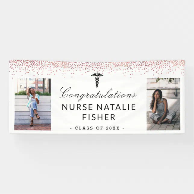 Add 2 Photo Script Congratulations Nurse Graduate Banner | Zazzle