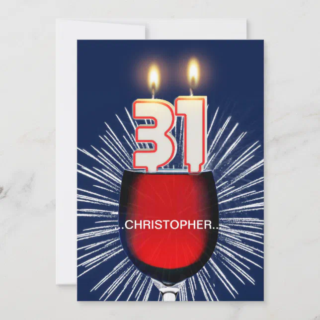 Add a name, 31st Birthday party Invitation, wine Invitation | Zazzle