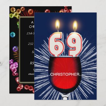 Add a name, 69th Birthday party Invitation, wine Invitation | Zazzle