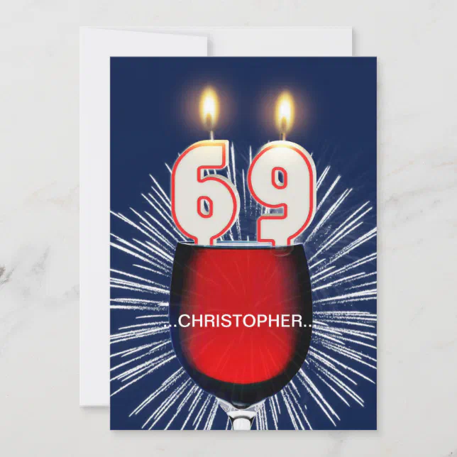 Add a name, 69th Birthday party Invitation, wine Invitation | Zazzle