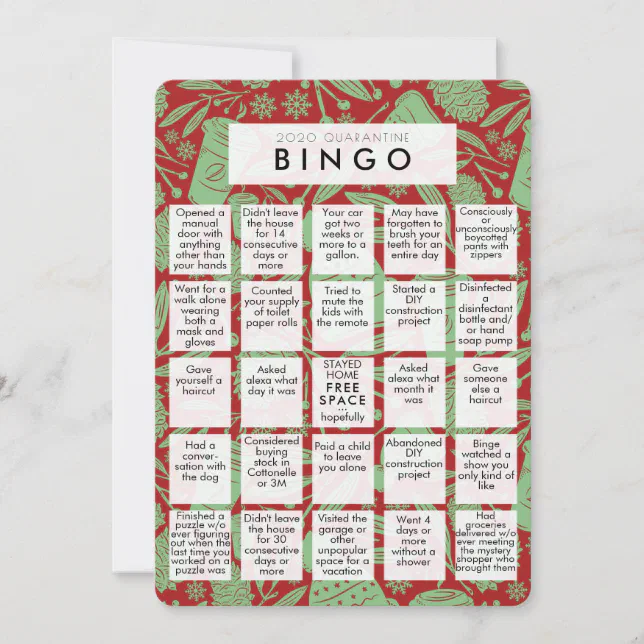 Add A Photo 2020 Quarantine Bingo Funny Christmas Holiday Card | Zazzle