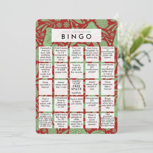 Add A Photo 2020 Quarantine Bingo Funny Christmas Holiday Card | Zazzle