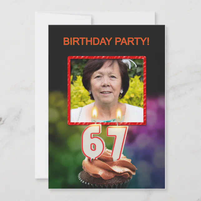 Add a picture, 67th Birthday party Invitation | Zazzle