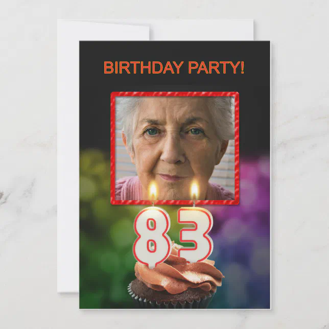 Add a picture, 83rd Birthday party Invitation | Zazzle