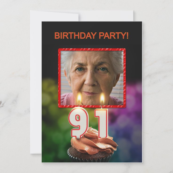 Add a picture, 91st Birthday party Invitation | Zazzle