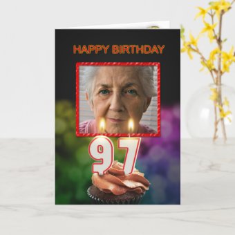Add a picture, 97th Birthday card with Candles | Zazzle