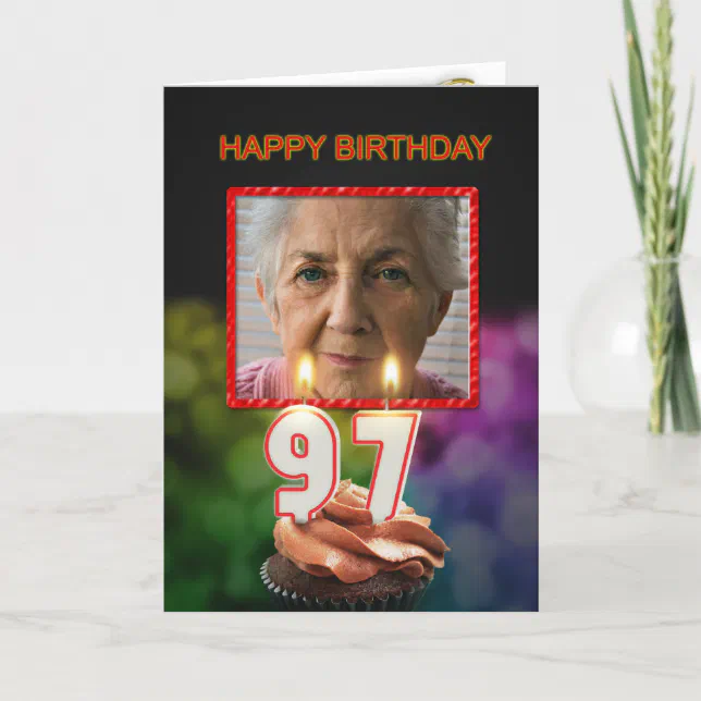 Add a picture, 97th Birthday card with Candles | Zazzle
