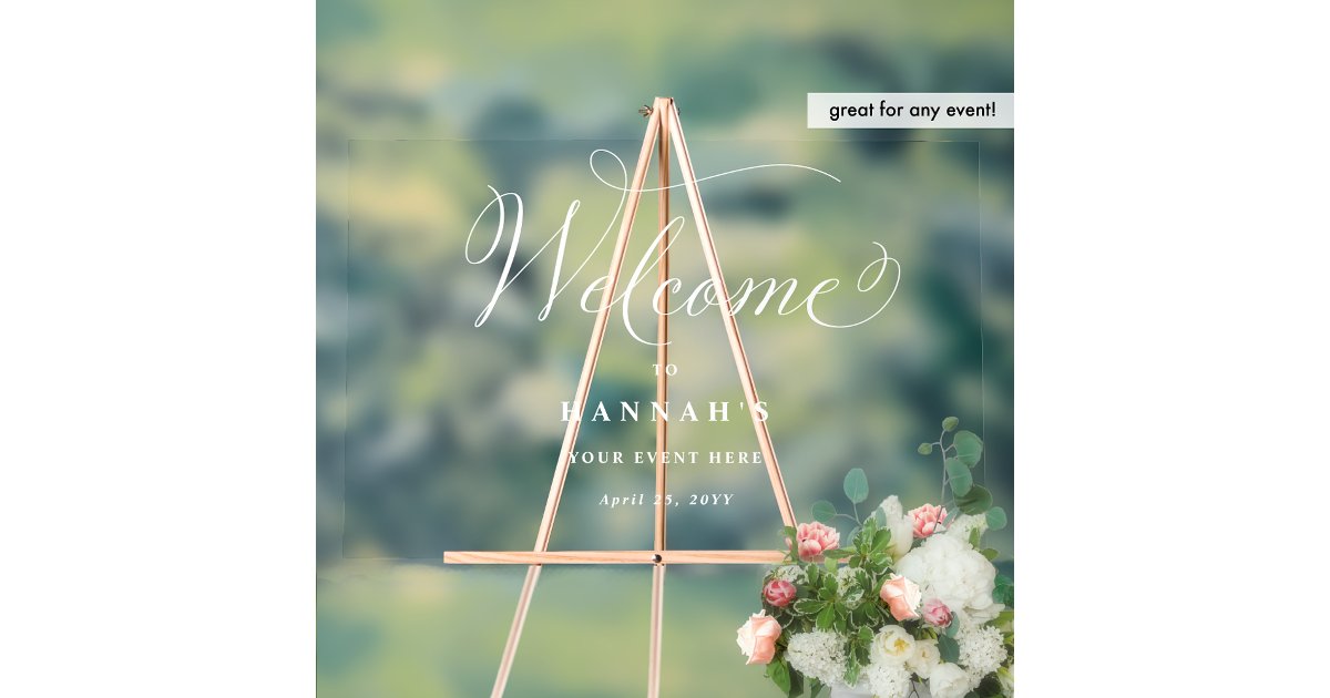 Add Any Event, Elegant Welcome Acrylic Sign | Zazzle