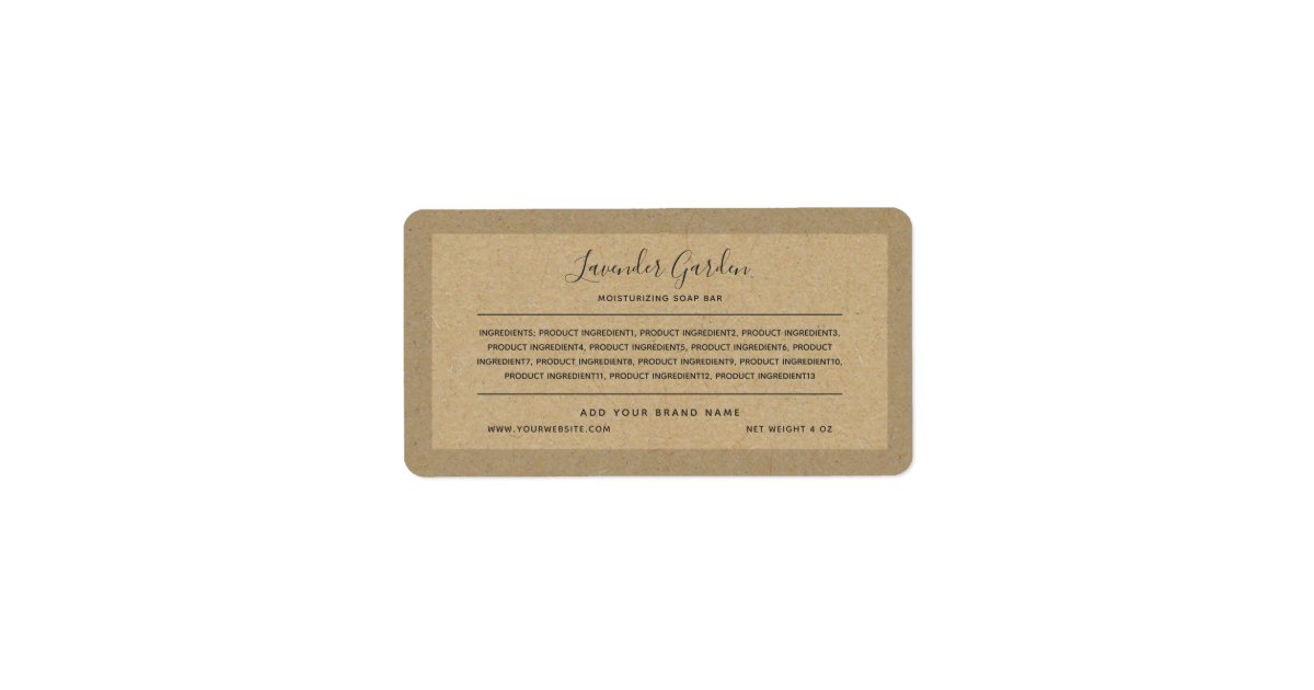 Add Brand Calligraphy Ingredients Border Kraft Label | Zazzle