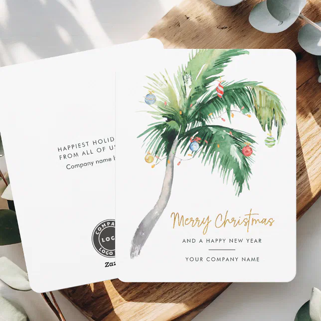 Add Business Corporate Logo Christmas Holiday Card | Zazzle