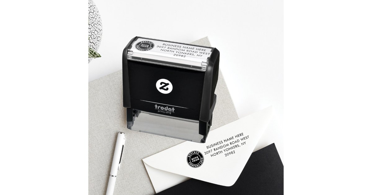 Add Business Logo and Company Address Self-inking Stamp | Zazzle