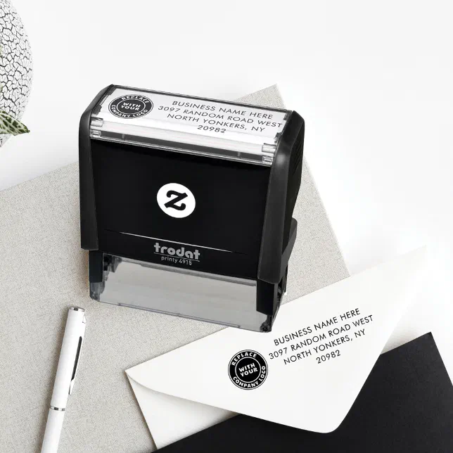 Add Business Logo and Company Address Self-inking Stamp | Zazzle