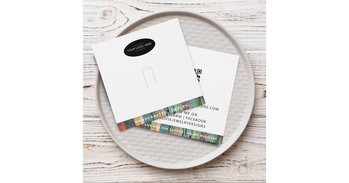 Add Business Logo and QR Code Ring Display Card | Zazzle