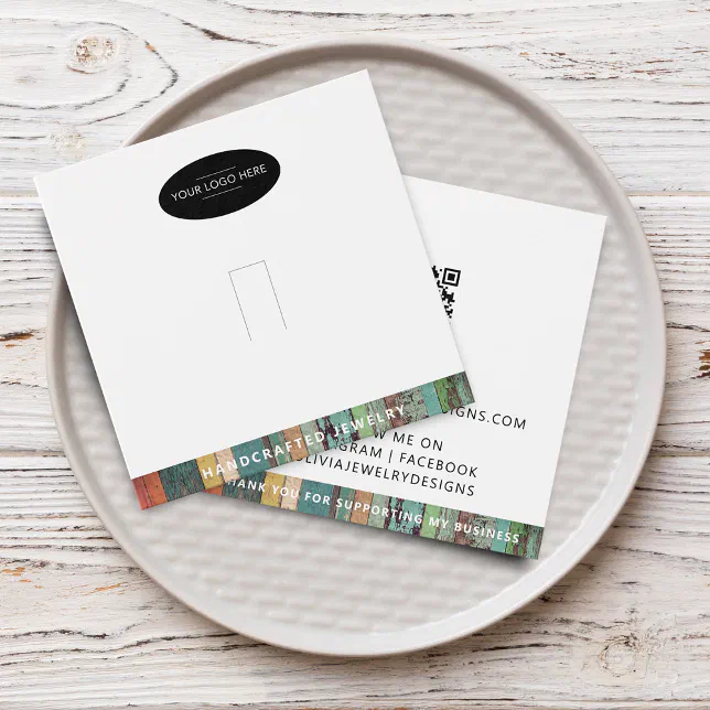 Add Business Logo and QR Code Ring Display Card | Zazzle