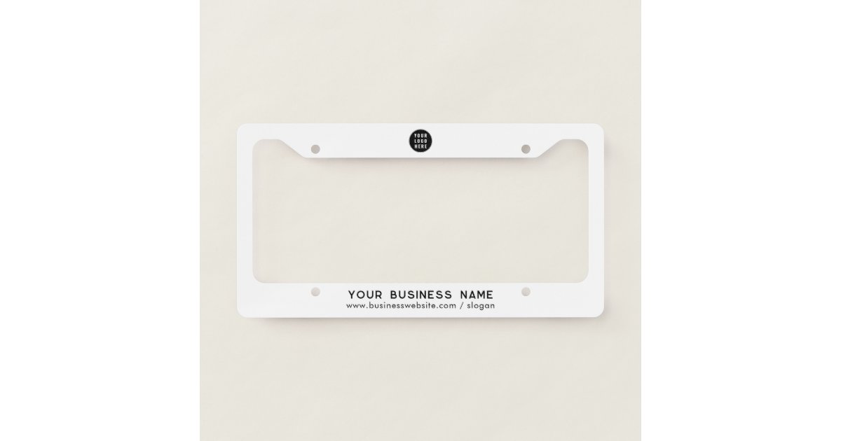 Add Business Logo and Website Custom Company License Plate Frame | Zazzle
