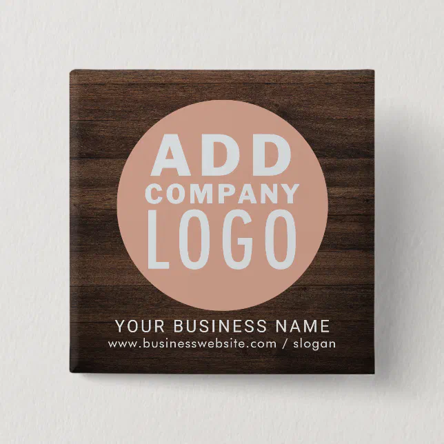 Add Business Logo Company Employees Rustic Custom Button | Zazzle