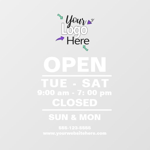 Add Business Logo Custom Office Hours Sign | Zazzle