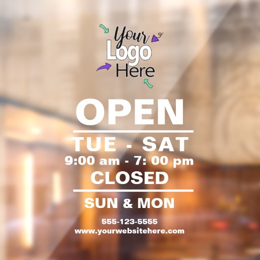 Add Business Logo Custom Office Hours Sign | Zazzle