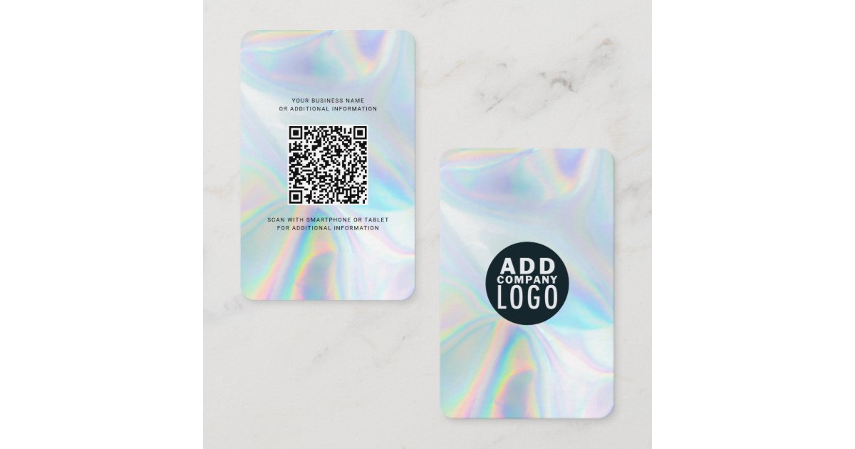 Add Business Logo Holographic QR Code DIY Business Card | Zazzle