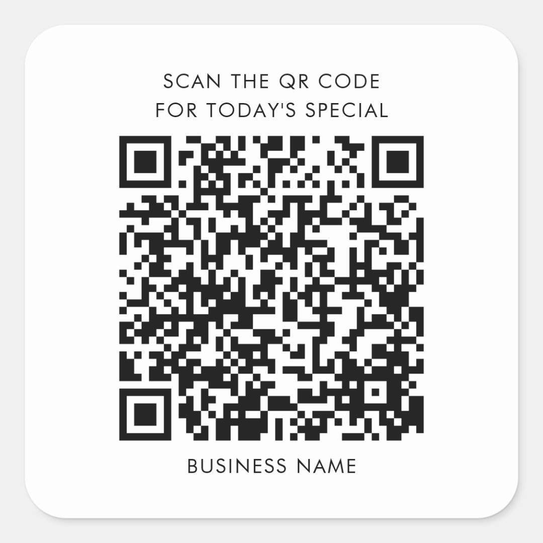 Add Business Name or Slogan Website QR Code Square Sticker | Zazzle