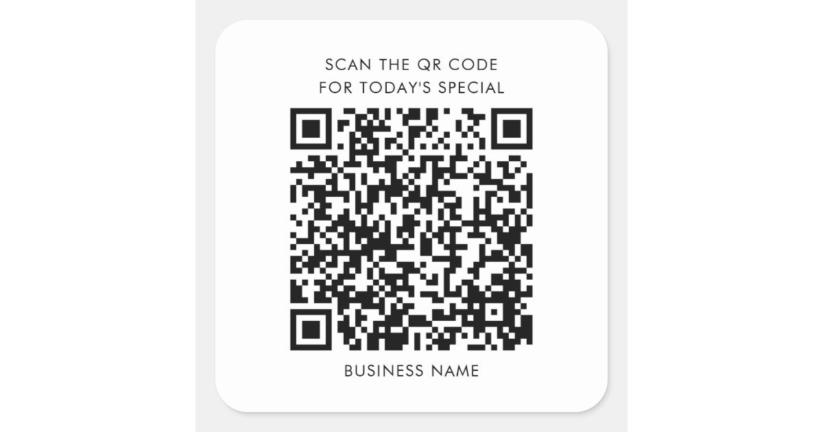 Add Business Name or Slogan Website QR Code Square Sticker | Zazzle