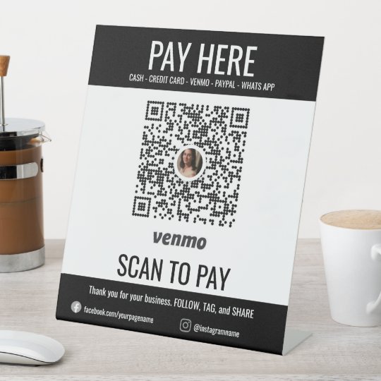 Add Business QR Code Venmo Pay Here Pedestal Sign | Zazzle.com