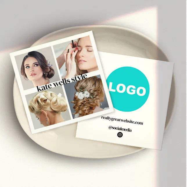 Add Custom Logo Social Media Networking Square Business Card | Zazzle