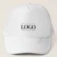 Add Custom Rectangle Black Logo Business White Trucker Hat | Zazzle