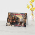 Add Family Name Steam Train Christmas City Snow Card | Zazzle