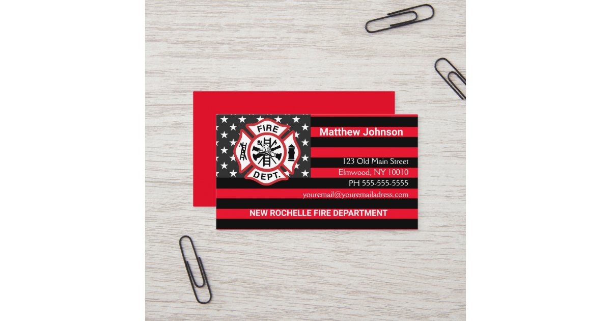 Add Fire Dept Embem | Firefighter Business Card | Zazzle