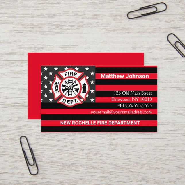 Add Fire Dept Embem | Firefighter Business Card | Zazzle