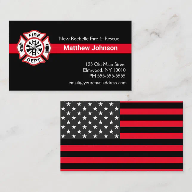 Add Firehouse Embem | Fire Department Firefighter Business Card | Zazzle