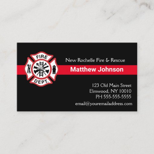 Add Firehouse Embem | Fire Department Firefighter Business Card | Zazzle
