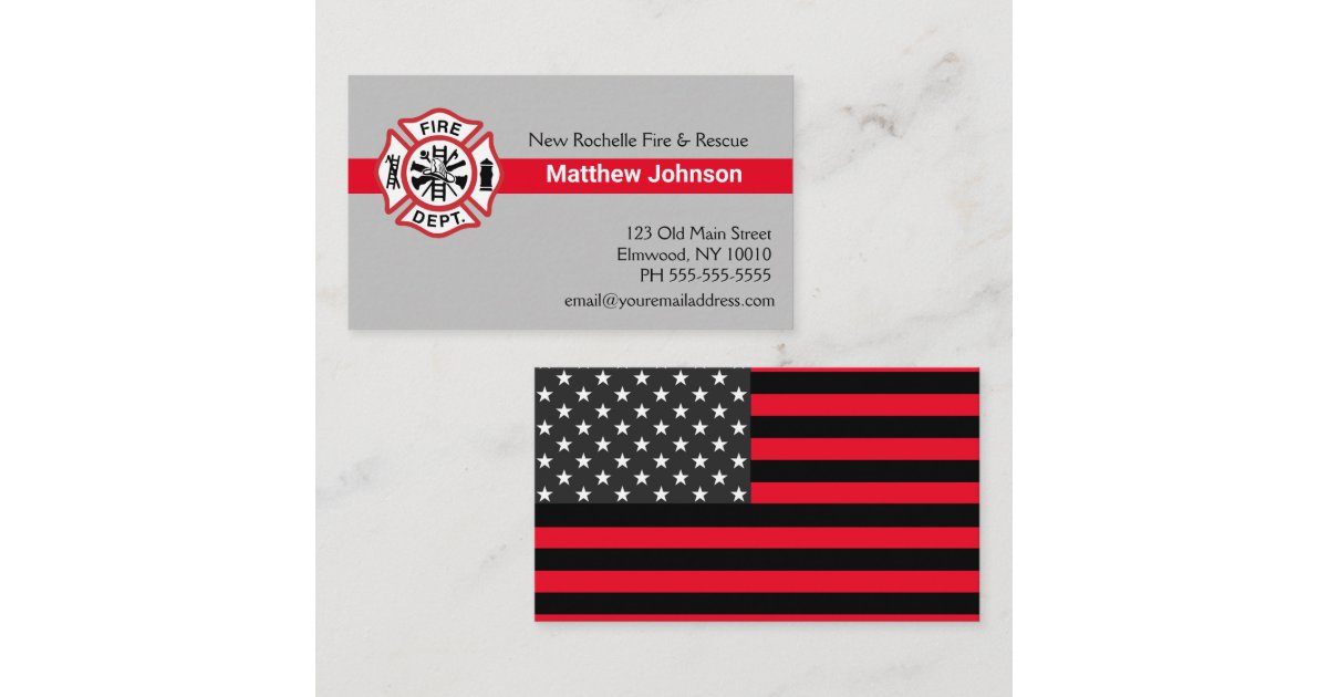 Add Firehouse Emblem Fire Department Firefighter Business Card | Zazzle
