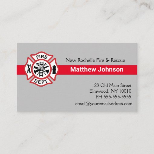 Add Firehouse Emblem Fire Department Firefighter Business Card | Zazzle