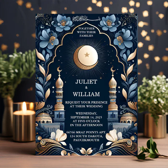 Add Henna Islam Nikah Arabic Walima Muslim Wedding Invitation | Zazzle