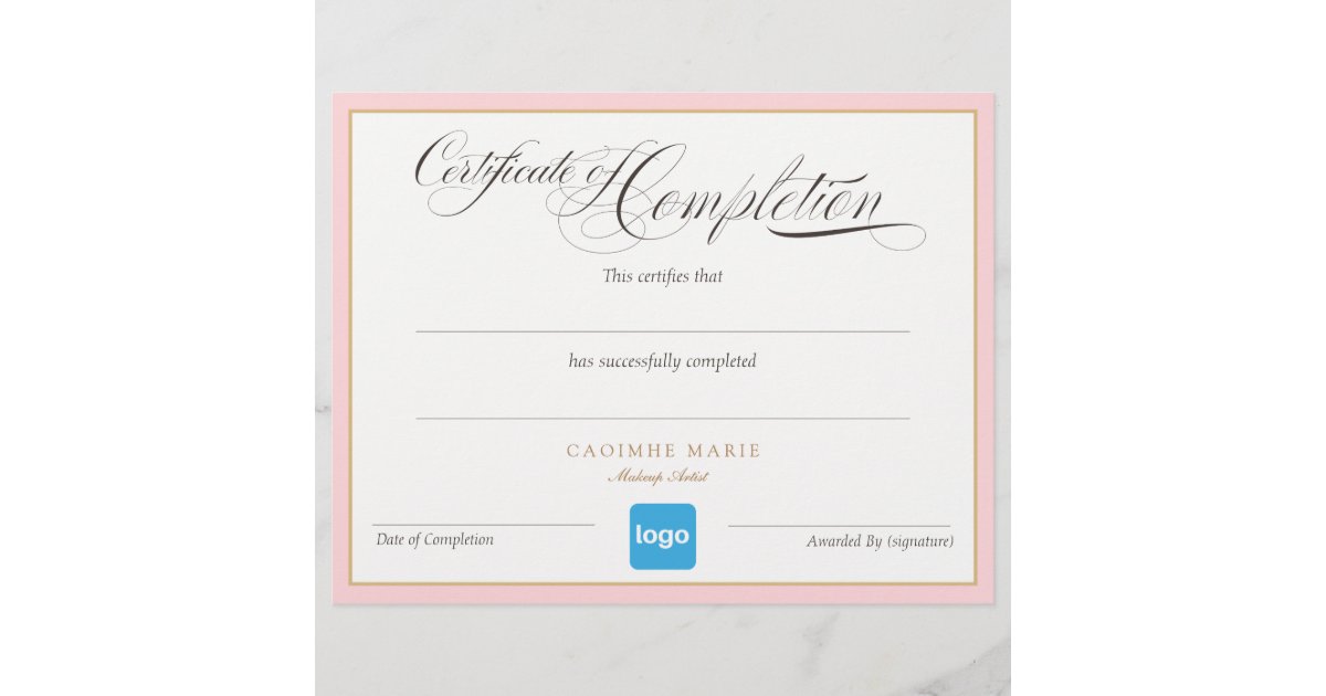 Add Logo Certificate of Completion Award | Zazzle