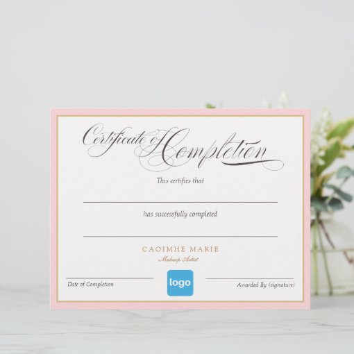 Add Logo Certificate of Completion Award | Zazzle