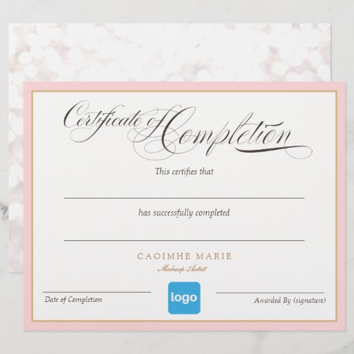 Add Logo Certificate of Completion Award | Zazzle