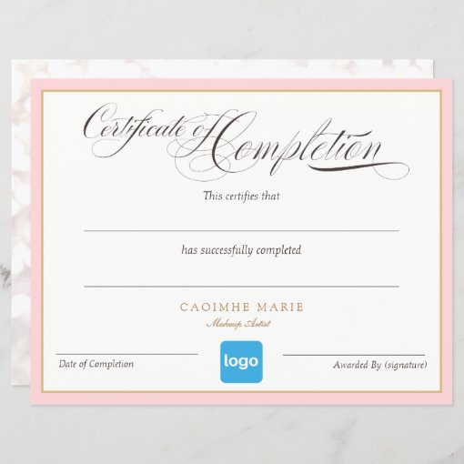Add Logo Certificate of Completion Award | Zazzle